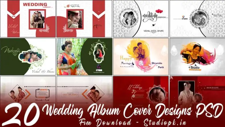 20 Wedding Album Cover Designs PSD Free Download - StudioPk