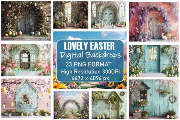 23 Lovely Easter Digital Backdrops - StudioPk